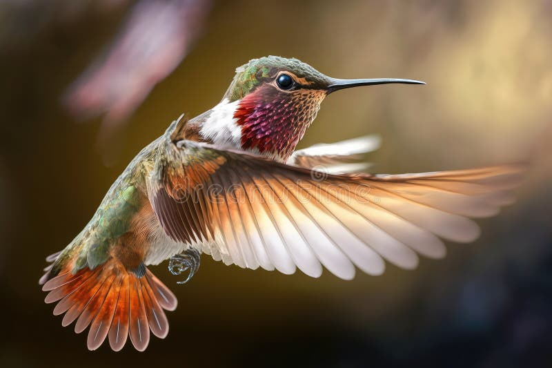 Hummingbird Flapping Its Wings in Mid-flight Stock Illustration ...