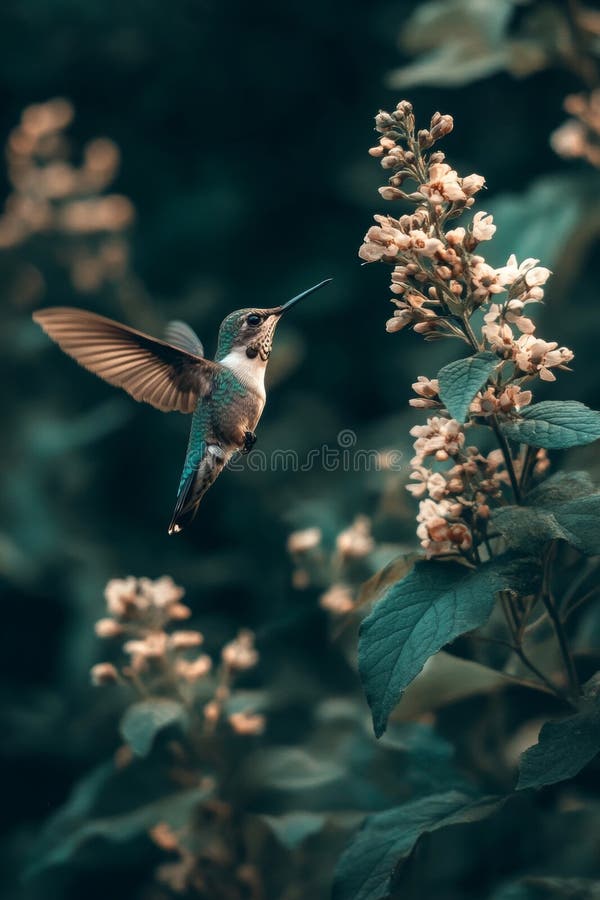 Hummingbird in Flight: a Stunning Closeup Stock Illustration ...