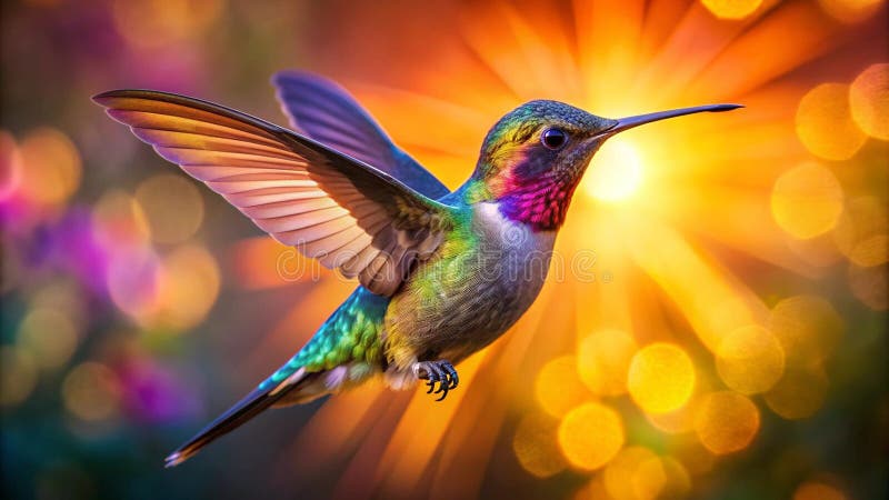 Hummingbird in Flight: a Symphony of Colors AI Generated Stock ...