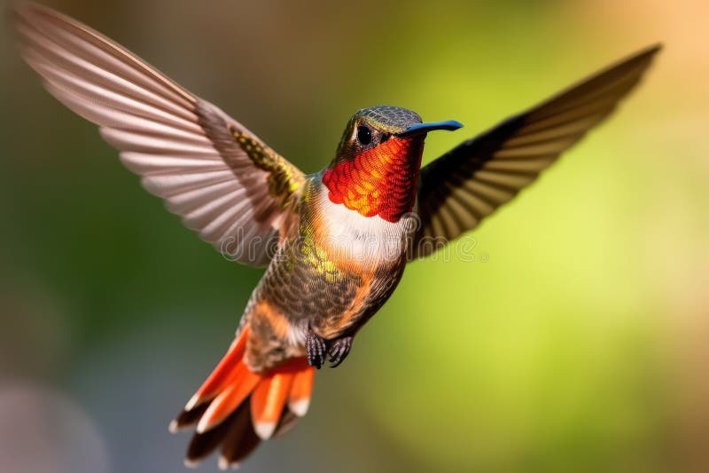 A Hummingbird Flying in the Air Stock Illustration - Illustration of ...