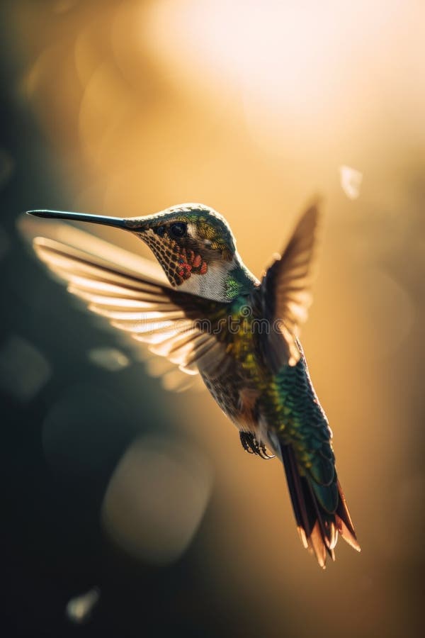 A Hummingbird Flying in the Air with Its Wings Spread. Generative AI ...