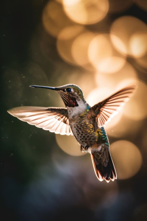 A Hummingbird Flying in the Air with Its Wings Spread. Generative AI ...