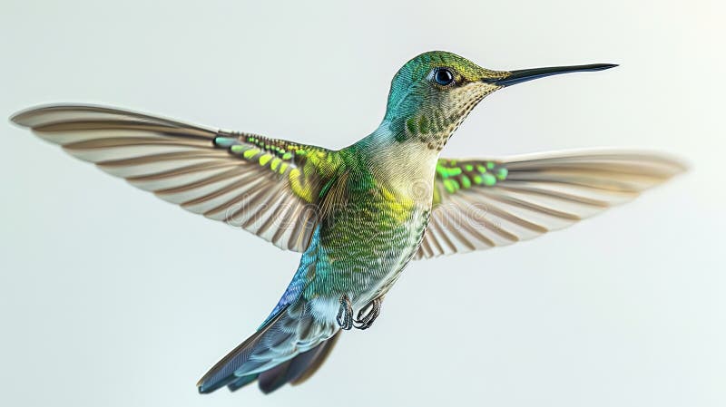 Hummingbird Flying with Wings Extended Realistic Design Stock ...