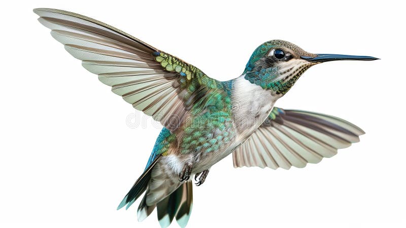 Hummingbird Flying with Wings Extended Realistic Design Stock ...