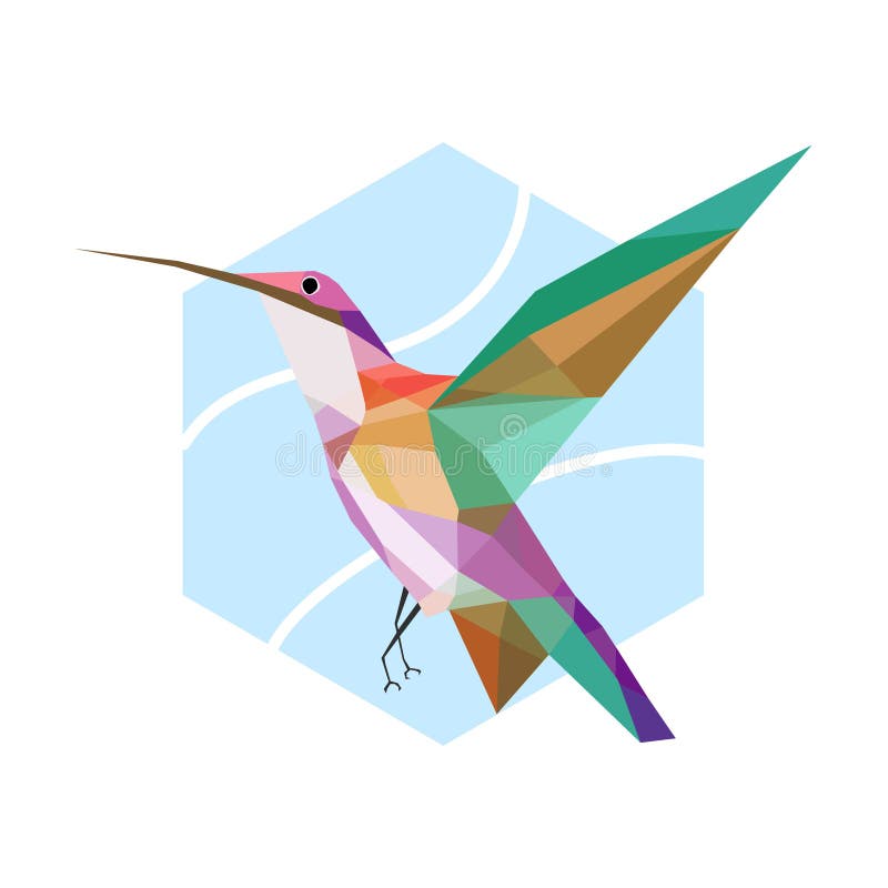A Hummingbird in Geometric Shape Vector Illustration. Polygonal Bird ...
