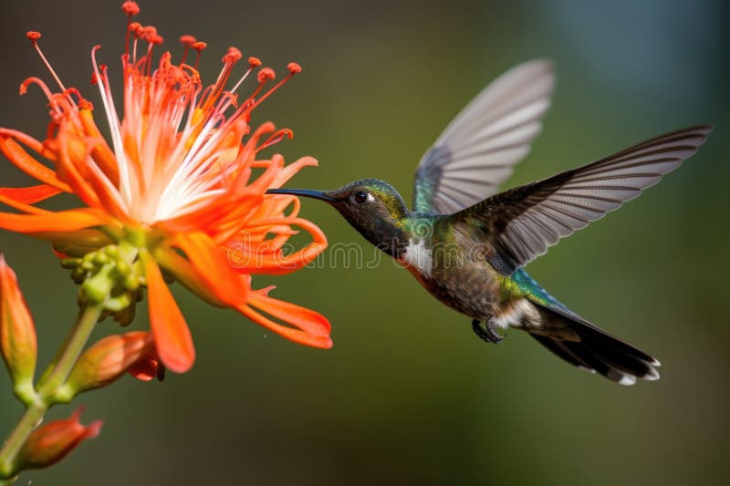 Hummingbird Hovering Above Flower, Learning the Basics of Flight Stock ...