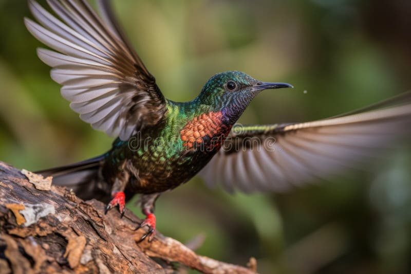 Hummingbird Hovering in Mid-air, Fluttering Its Tiny Wings Stock ...