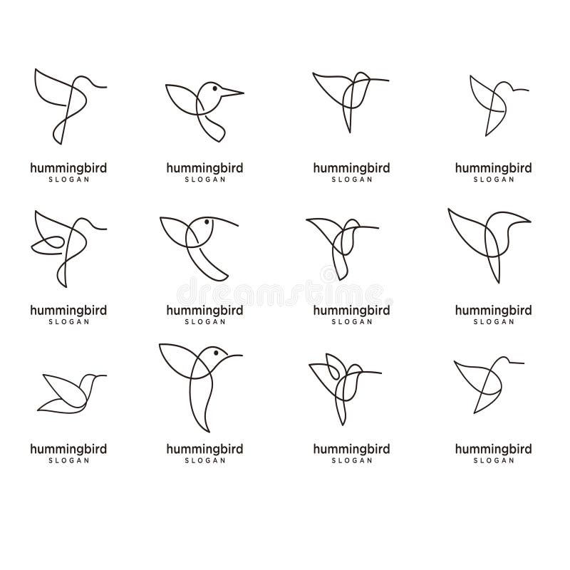 Set Collection Hummingbird Line Abstract Simple Modern Logo Isolated ...