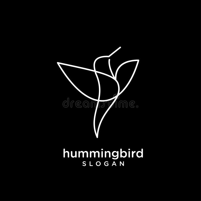 Hummingbird Line Abstract Simple Modern Logo Isolated Black Background ...