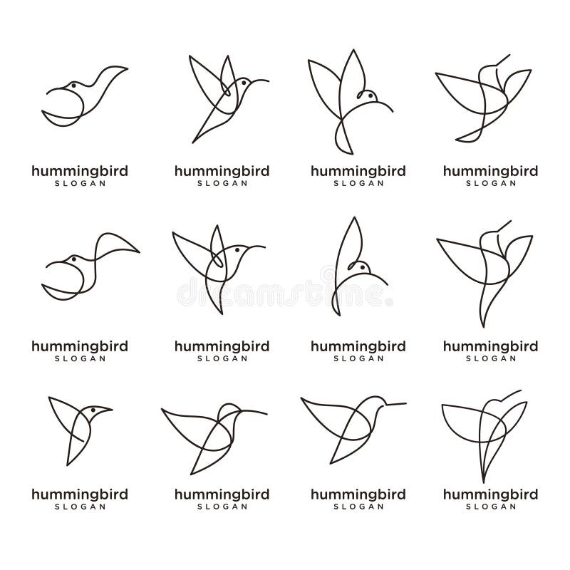 Set Collection Hummingbird Line Abstract Simple Modern Logo Isolated ...