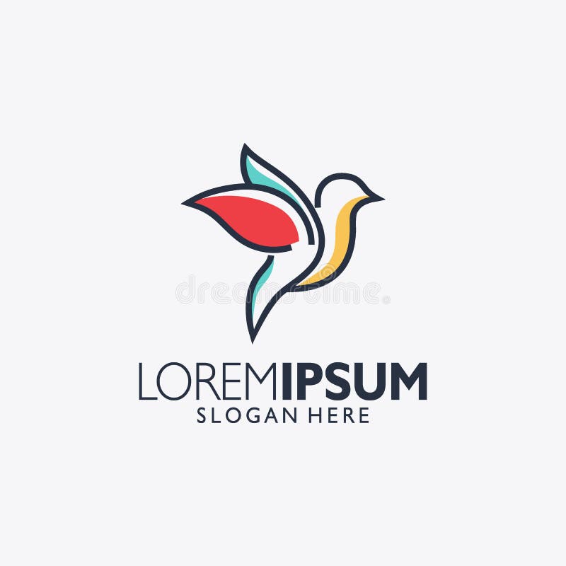 Hummingbird Logo Design Outline Stock Vector - Illustration of bird ...