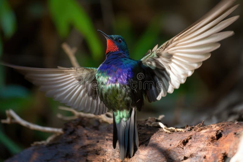 Hummingbird Making Its Maiden Flight, with Wings Fluttering and Tail ...