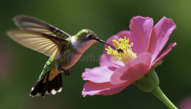 Hummingbird Moth Feeding on Rose Milkweed Nectar, Rose Milkweed ...