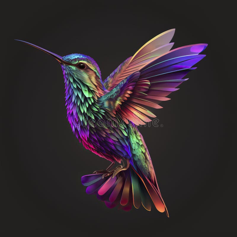 Hummingbird in Neon Colors. Generative AI Stock Photo - Image of ...