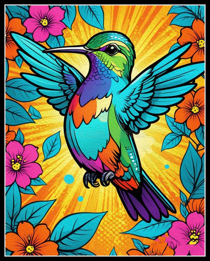 Hummingbird. Oil Painting. Printable Pattern for Wall Decorations ...