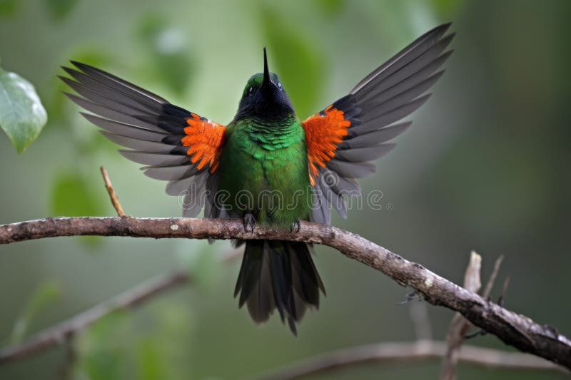 Hummingbird Spreading Its Wings, Getting Ready for Flight Stock ...