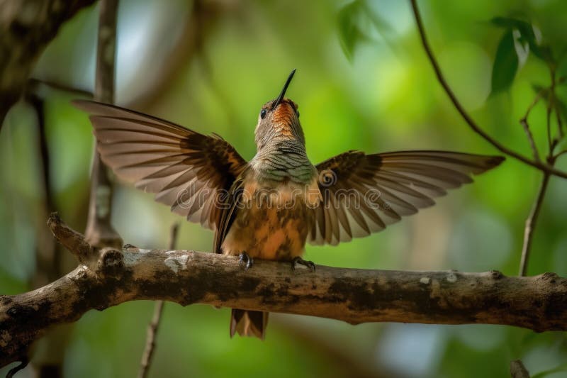 Hummingbird Spreading Its Wings and Learning To Fly for the First Time ...