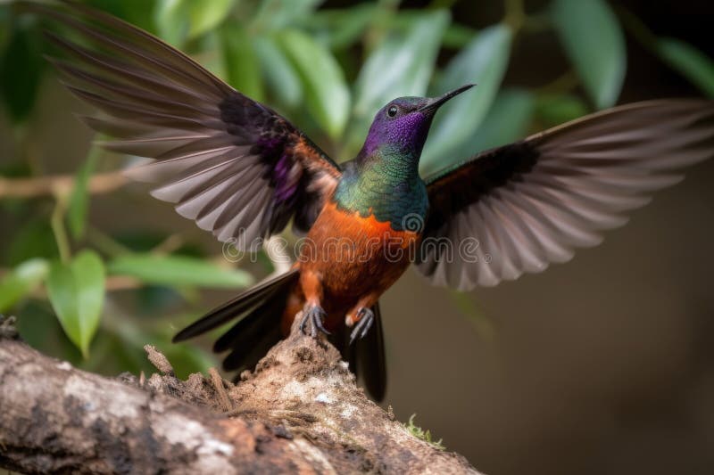 Tiny Hummingbird, Fluttering Its Wings and Soaring in the Sky Stock ...