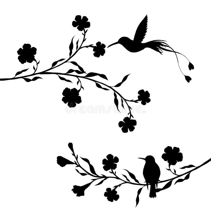 Silhouettes of Flowers and Grass Stock Vector - Illustration of ...