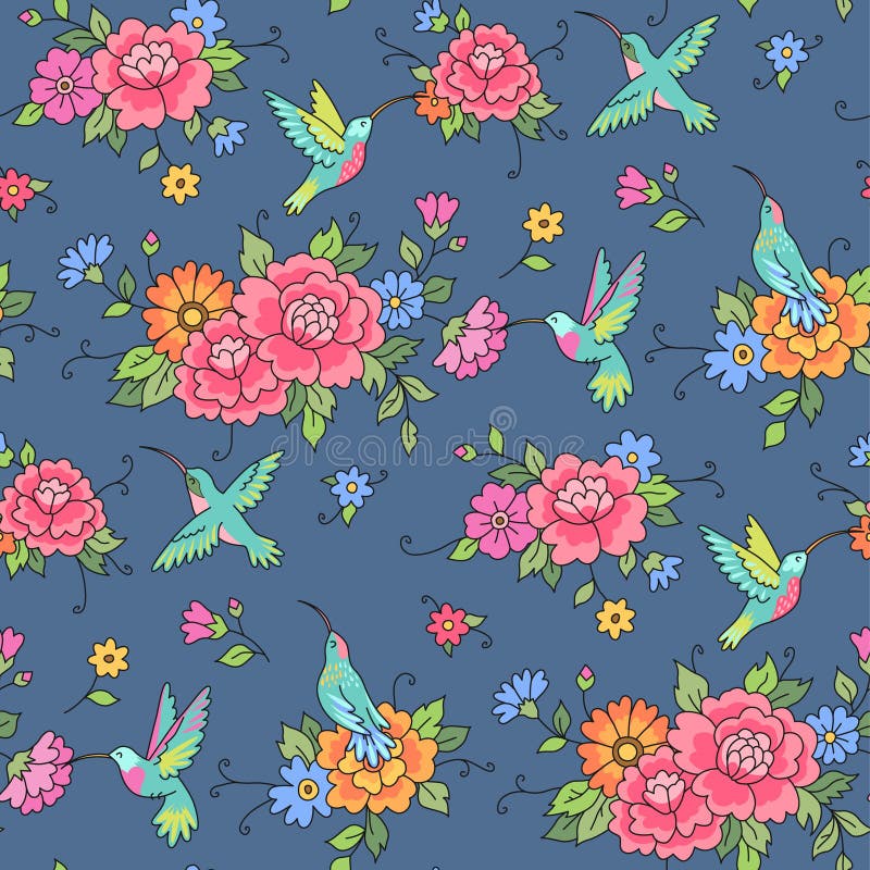 Hummingbirds pattern stock vector. Illustration of modern - 128576362