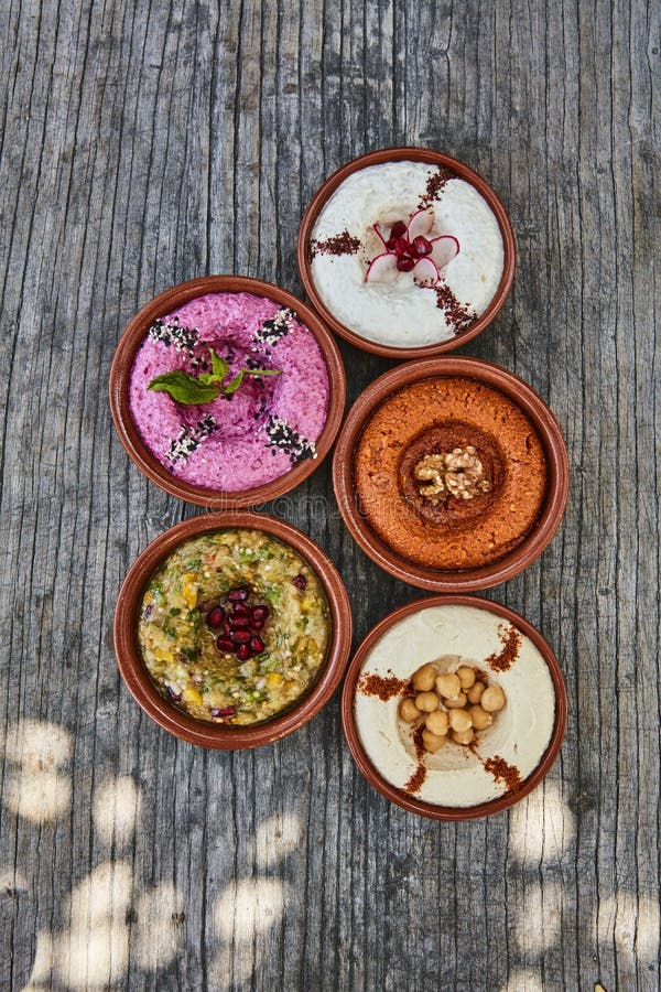 Arabic Starters, Dips, Side Dishes Stock Image - Image of dips, food ...