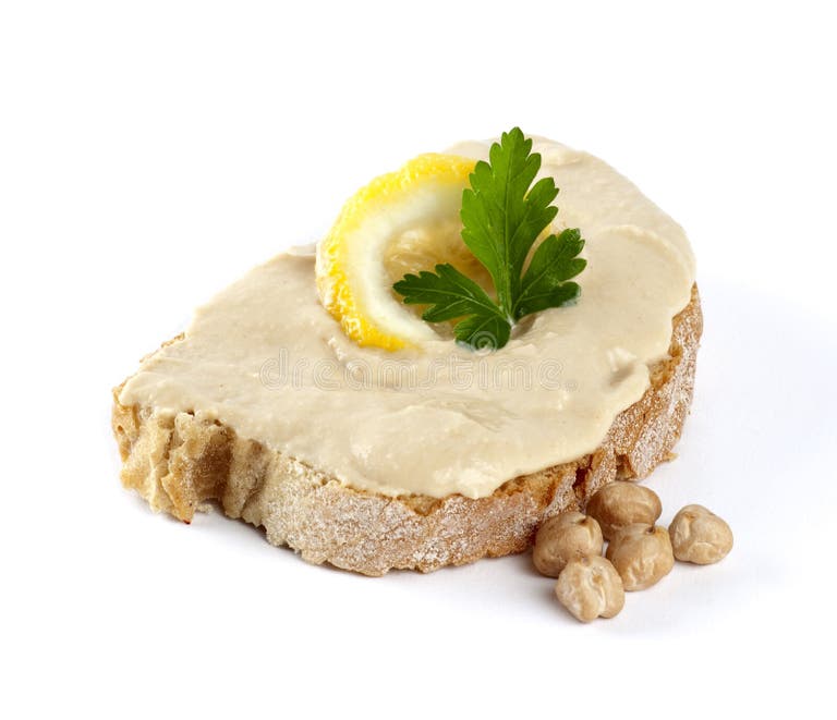 Hummus on bread stock photo. Image of cuisine, bread - 33834426
