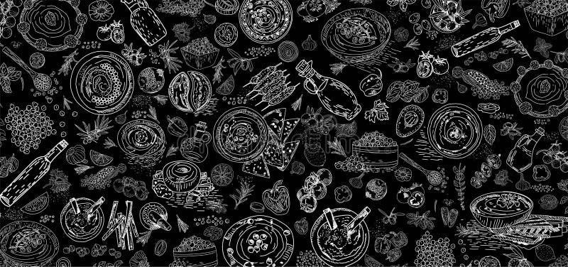 Hummus Hand Drawn Vector Seamless Pattern Stock Vector - Illustration ...