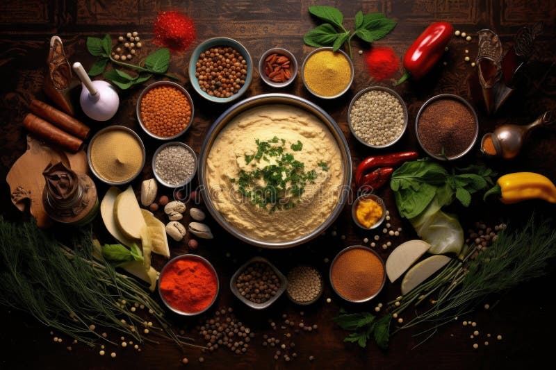 Hummus-making Process with Ingredients Layout Stock Illustration ...