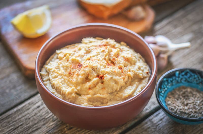 Hummus On A Plate, Hand Holding Pita Bread, Eating Stock Image - Image ...
