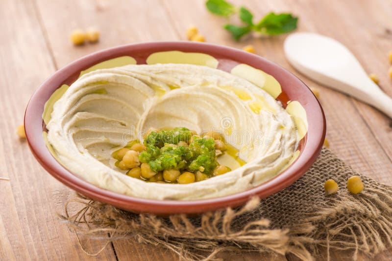 Hummus Plate Served in Dish Isolated on Table Side View of Arabic Food ...