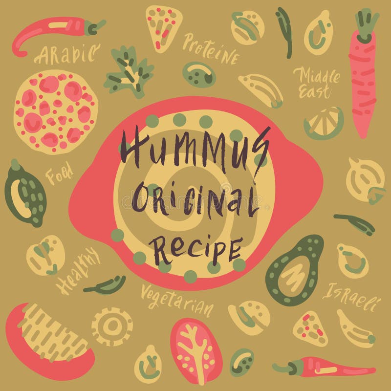 Hummus Vector Handdrawn Objects Stock Vector - Illustration of font ...