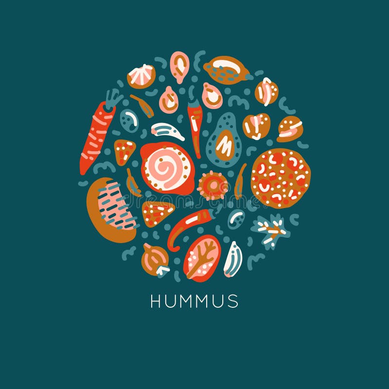 Hummus Vector Handdrawn Objects Stock Illustration - Illustration of ...