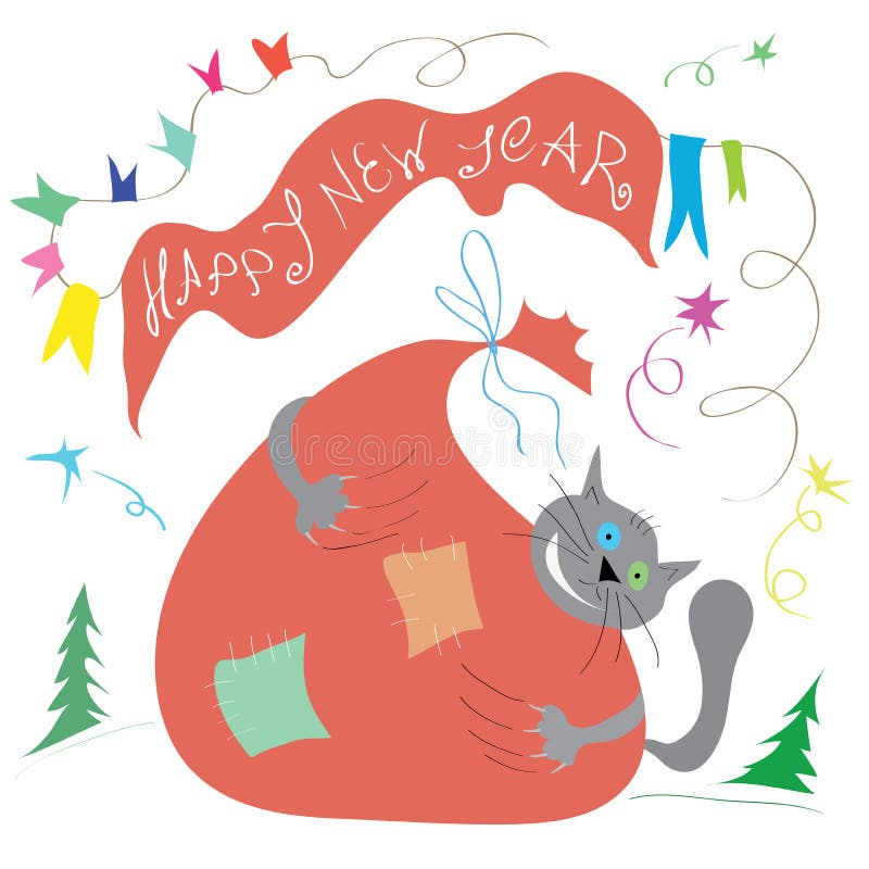 Humor do ano novo feliz ilustração do vetor. Ilustração de felicidade ...