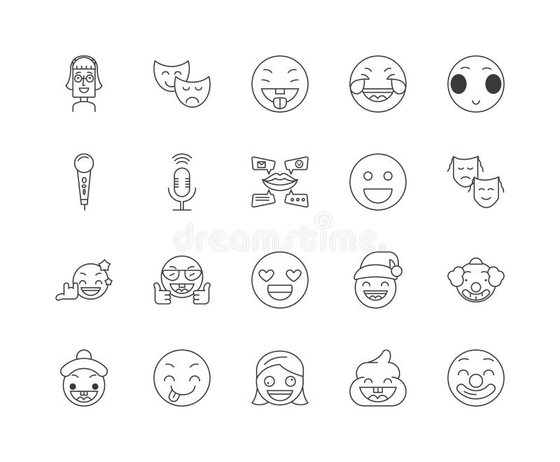 Humor Line Icons, Signs, Vector Set, Outline Illustration Concept Stock ...