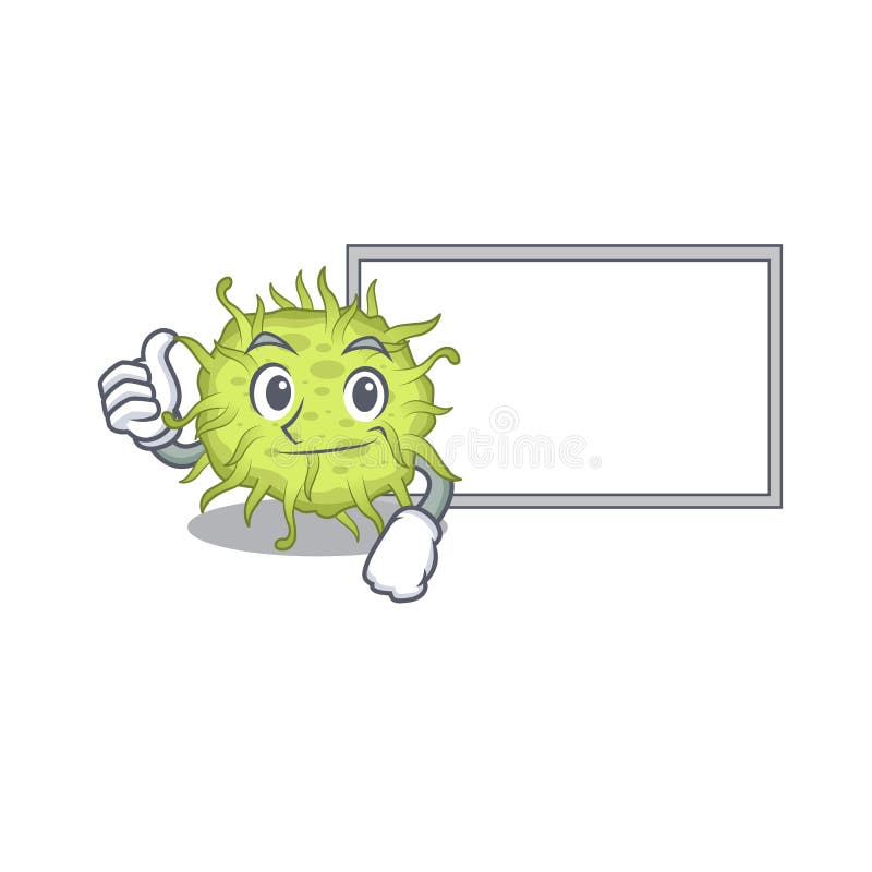 Humorous Bacteria Spirilla Cartoon Design Thumbs Up Bring a White Board ...