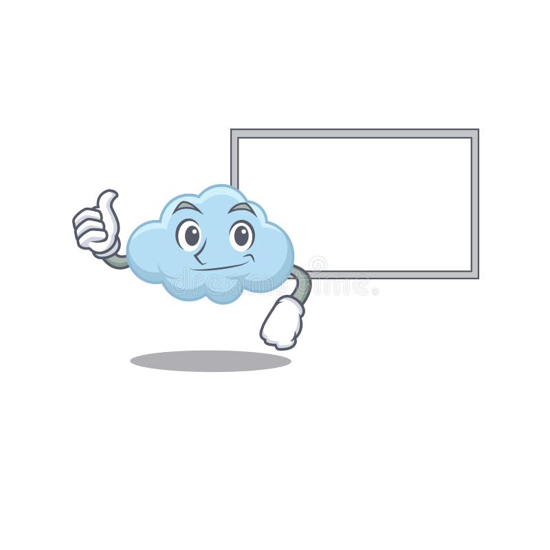 Humorous Blue Cloud Cartoon Design Thumbs Up Bring a White Board Stock ...