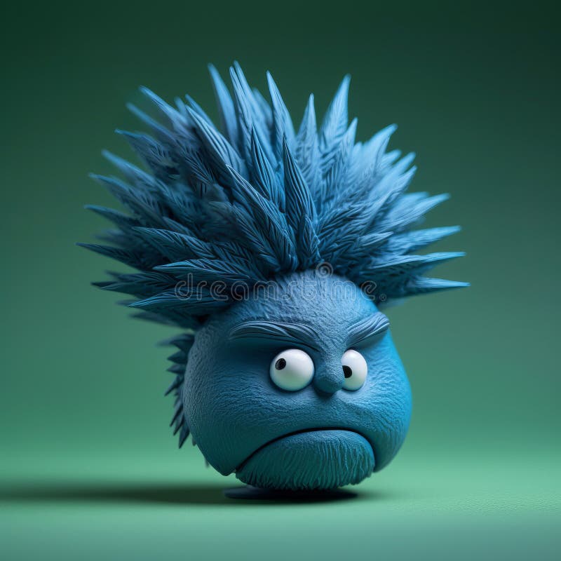 Humorous Blue Monster 3d Drawing with Spiky Mounds - Uhd Image Stock ...