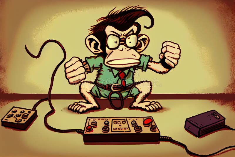 Humorous Cartoon of Monkey Trying To Win Game by Using His Special ...