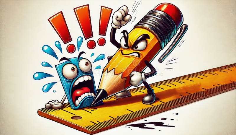 A Humorous Cartoon of a Pen with an Angry Facial Expression ...