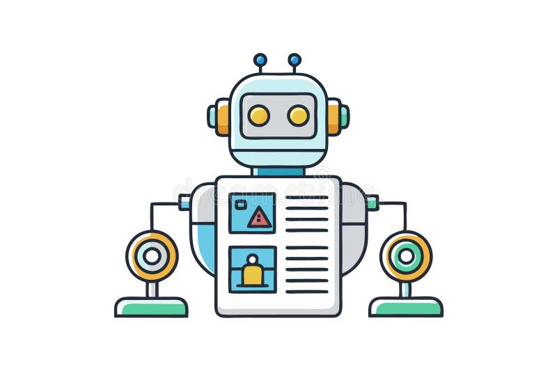 Humorous Cartoon Robot Character with Interactive Gadgets, Showcasing ...