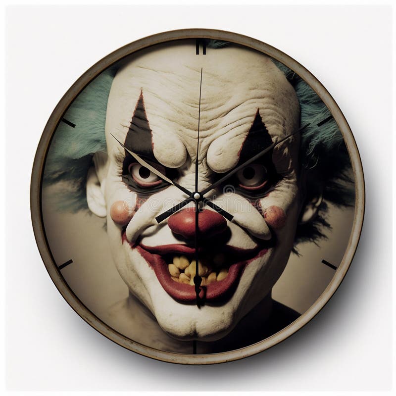 Humorous Clown Clock Face by Generative Ai Stock Illustration ...