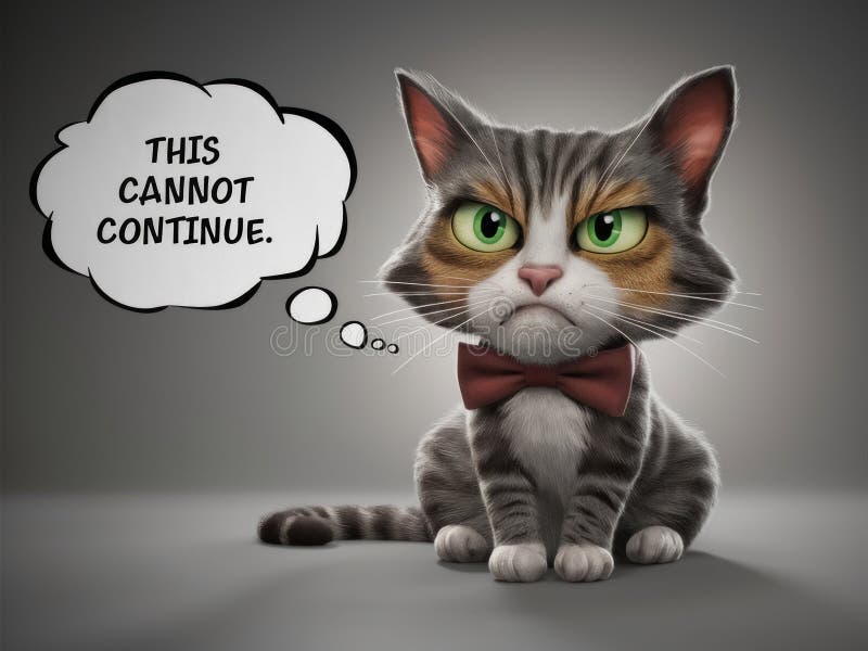 Expressive Cat in Tuxedo with Thought Bubble - this Cannot Continue ...
