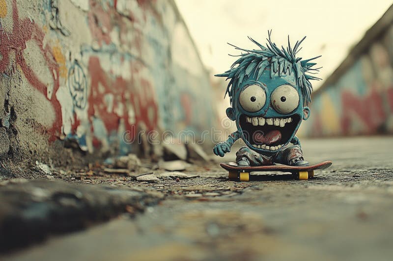 A Humorous Depiction of a Character Comically Falling Off a Skateboard ...