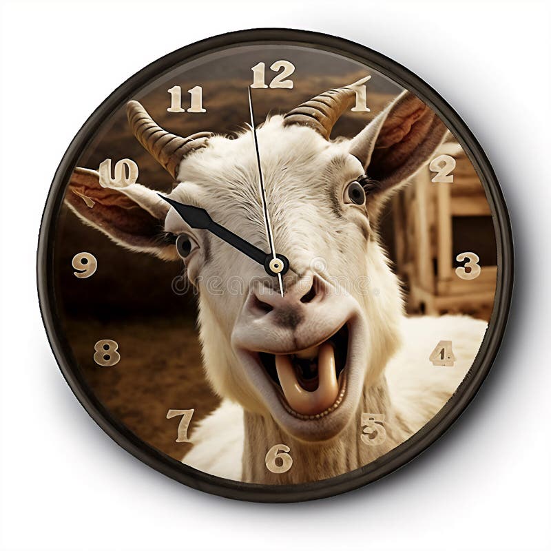 Humorous Goat Clock Face by Generative Ai Stock Illustration ...