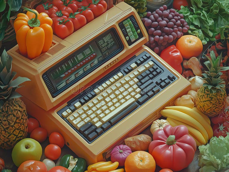 A Humorous Representation of Food Items Scattered on a Computer ...