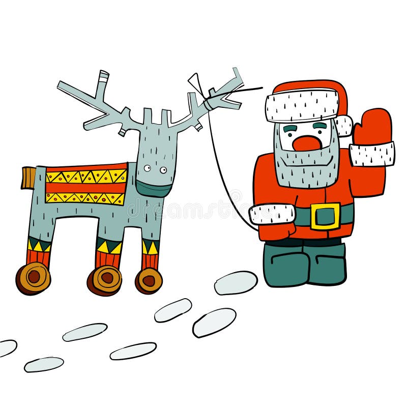 Santa and His Reindeer Gang Illustration Stock Vector - Illustration of ...