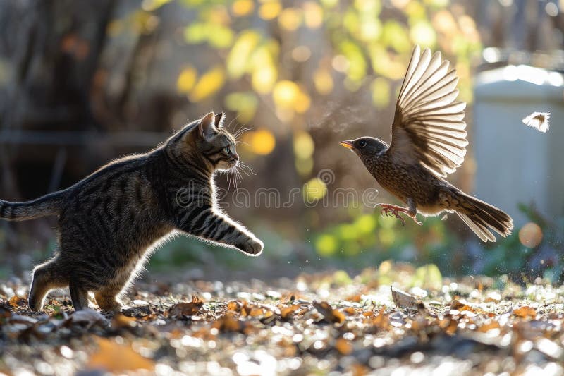 Cat chasing bird stock photo. Image of black, door, sculpture - 89001278