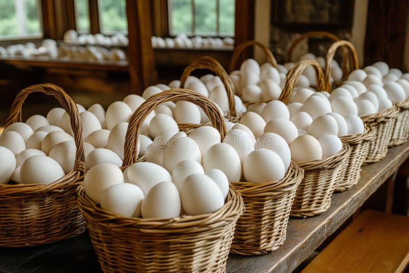 A Humorous Scene of Eggs in Multiple Baskets, Playful and Symbolic ...