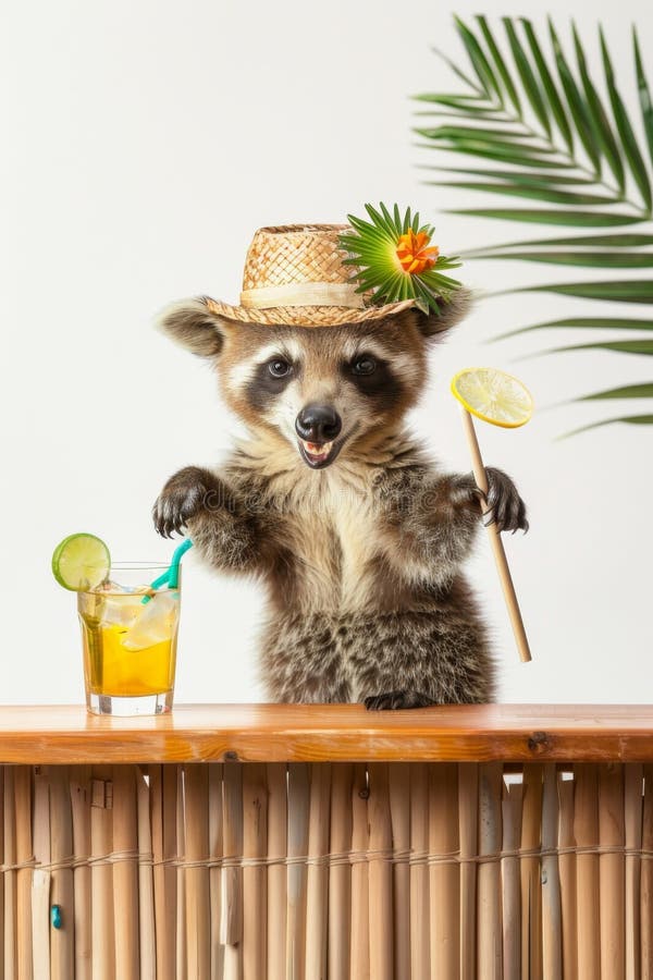 Bartender Animal at the Beach Bar Stock Illustration - Illustration of ...
