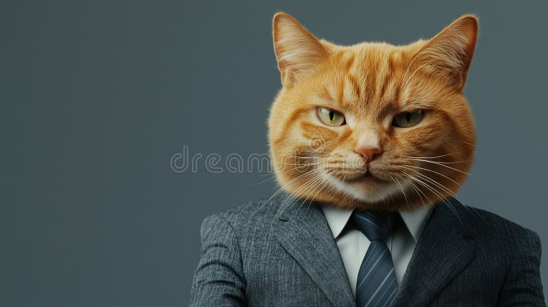A Humorous, Serious, and Business-minded Cat Stock Illustration ...